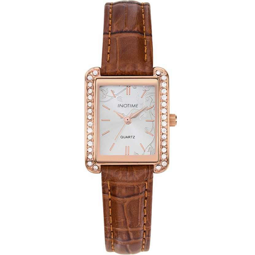 Montre Femme Rectangulaire Bracelet Cuir Marron | Inotime 914100